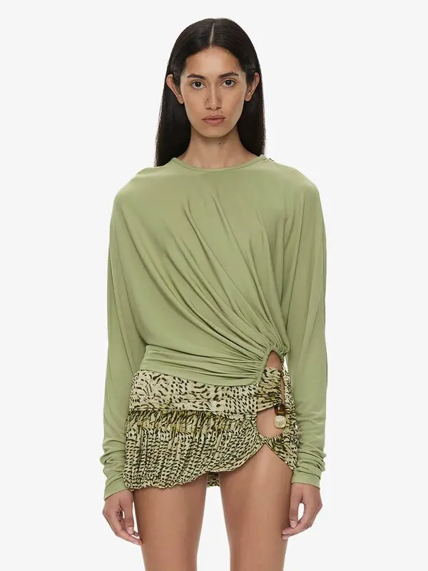 Christopher Esber Manto Long Sleeve Jersey Top - Fennel