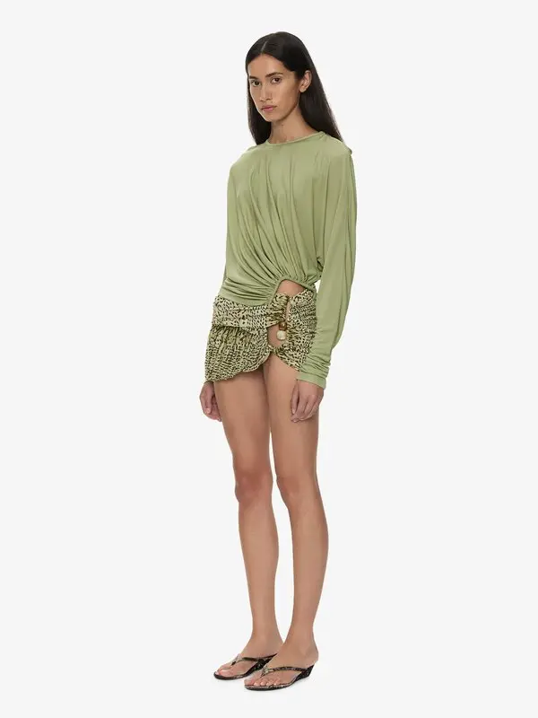 Christopher Esber Long Sleeve Jersey Top With Cut-out Detail - Fennel