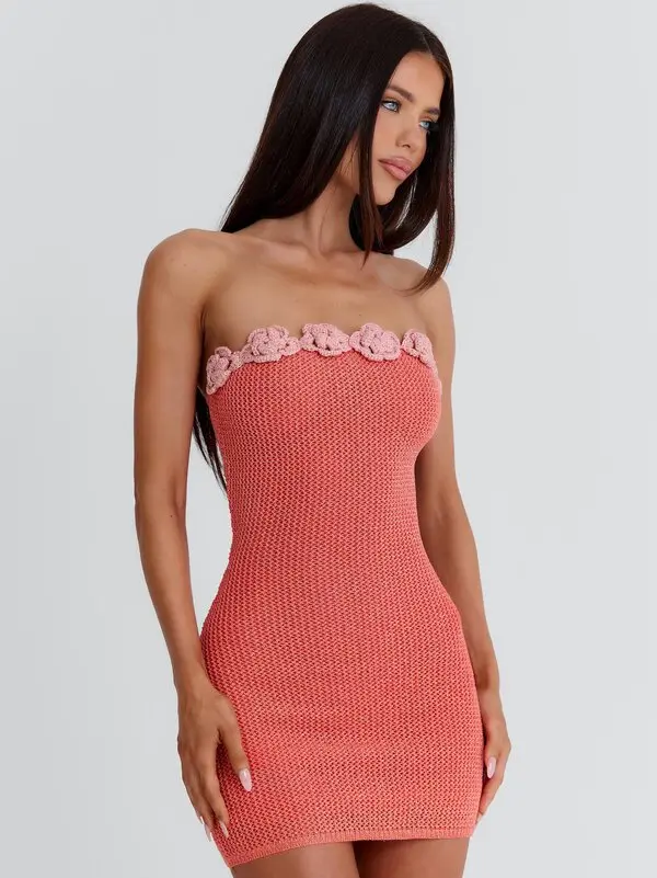 OUTCAST Eliosa Mini Dress Coral - Orange