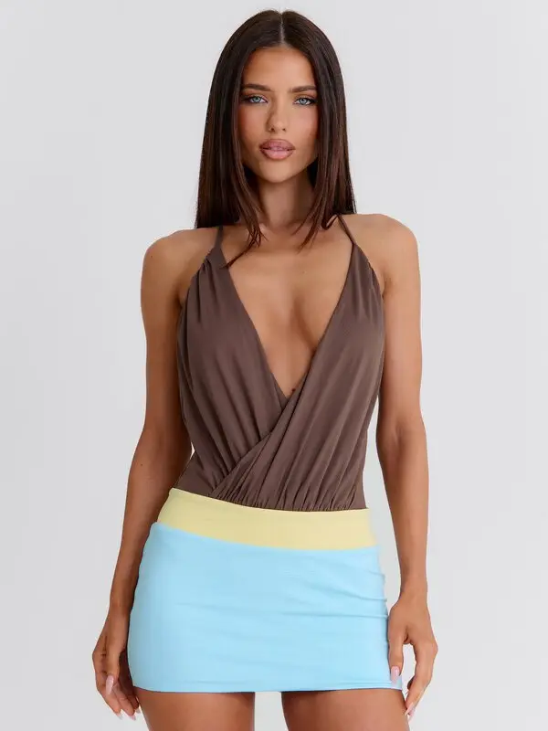 OUTCAST Angelain Mini Dress Brown Splice