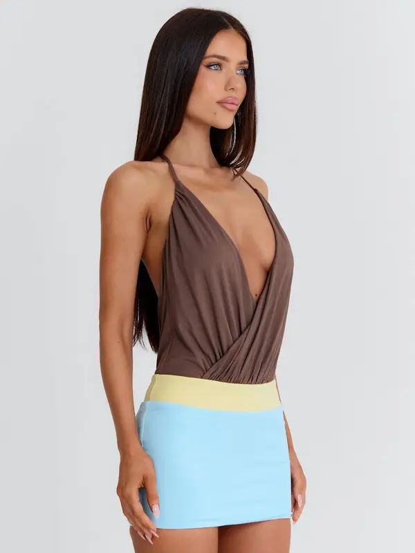 OUTCAST Angelain Mini Dress Brown Splice