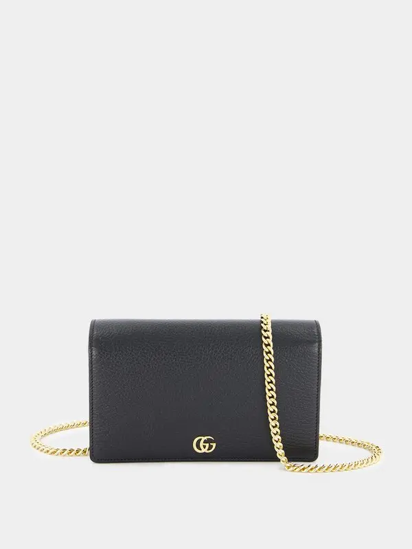 Gucci Mini Chain Leather Bag - Black