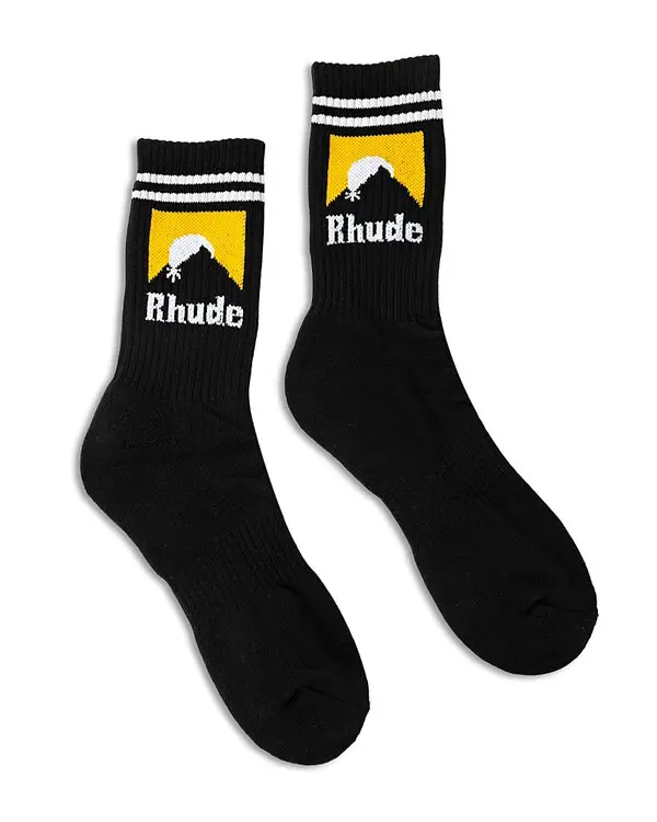 R H U D E Striped Moonlight Crew Socks - Black/white/yellow
