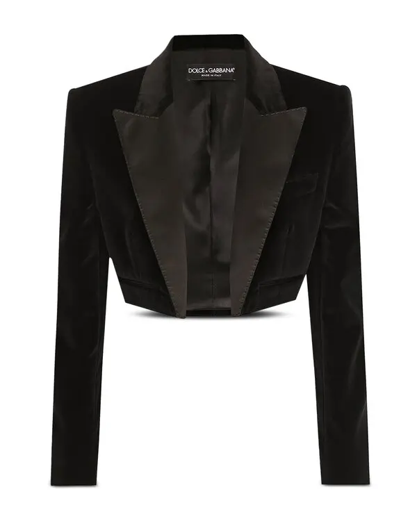 Dolce & Gabbana Spencer Velvet Cropped Tuxedo Jacket