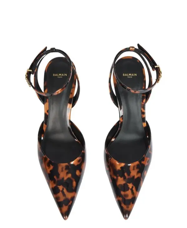 Balmain Printed Patent Leather Strappy Courts