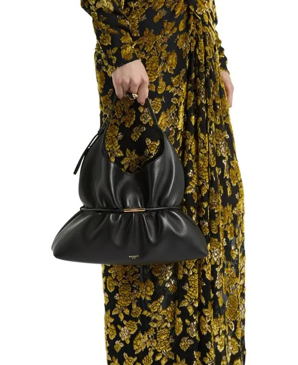 Balmain Sphynx Medium Bag In Smooth Leather - Black