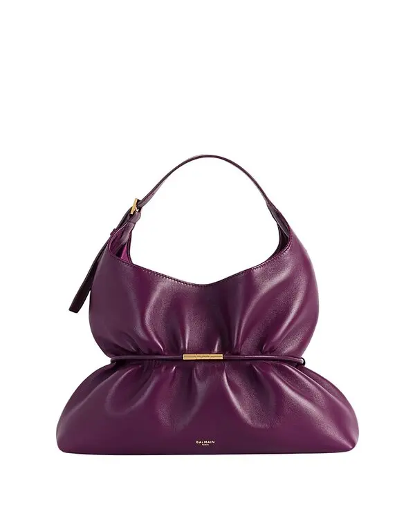Balmain Sphynx Medium Bag In Smooth Leather - Purple