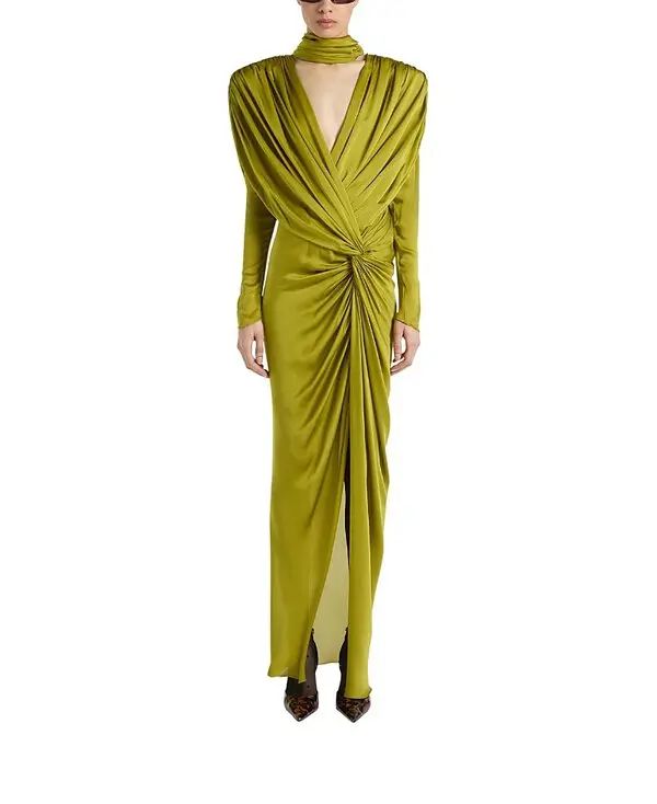 Balmain Long Silk Chiffon Dress