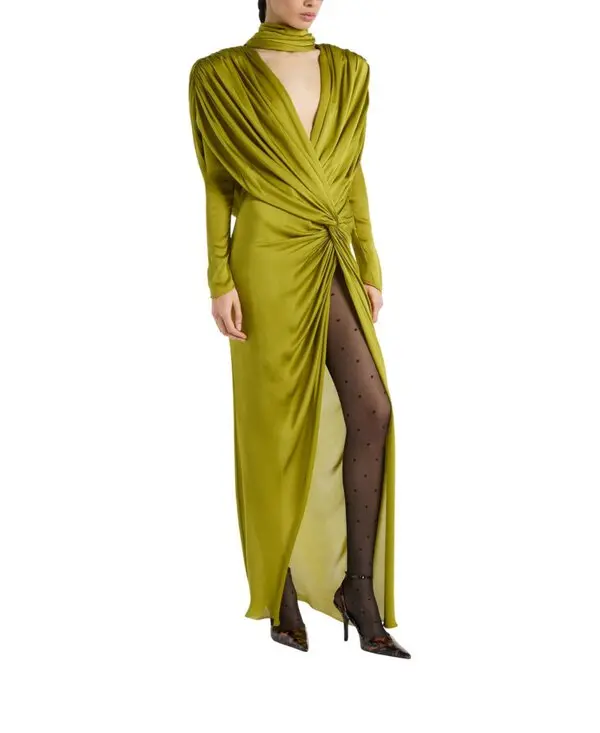 Balmain Long Silk Chiffon Dress
