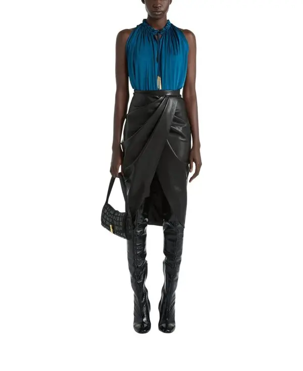 Balmain Pleated Flowing Jersey Top