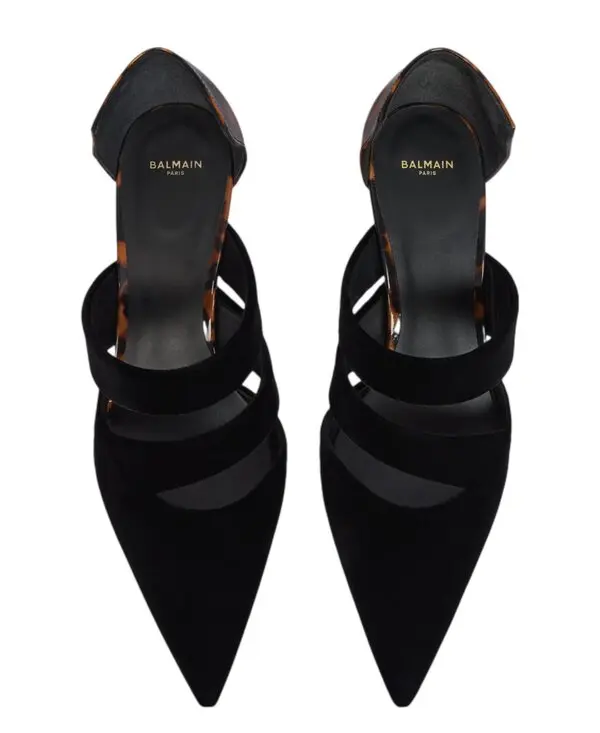 Balmain Velvet And Printed Patent Leather Courts