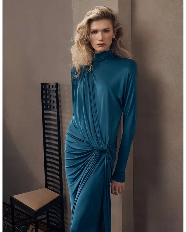 Balmain Draped Jersey Midi Dress