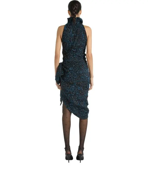 Balmain Draped Dress In Cloqu Jacquard