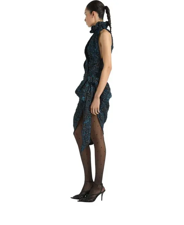 Balmain Draped Dress In Cloqu Jacquard