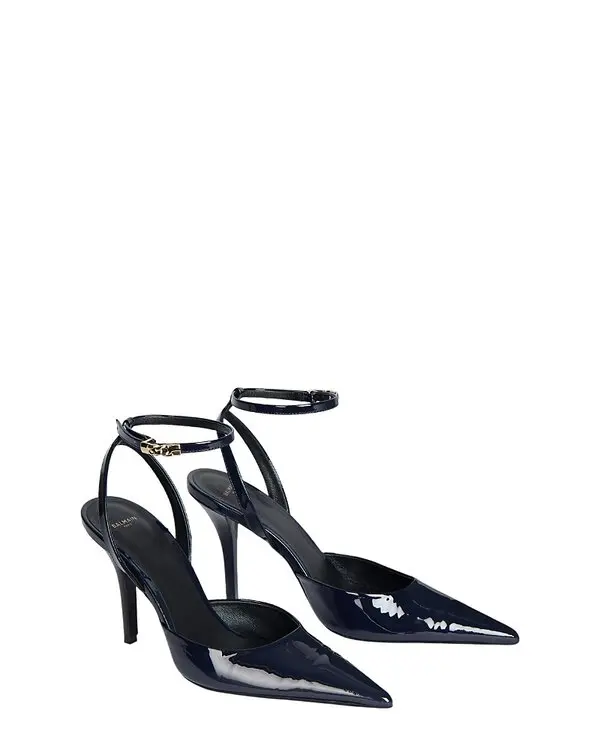Balmain Patent Leather Strappy Courts - Blue