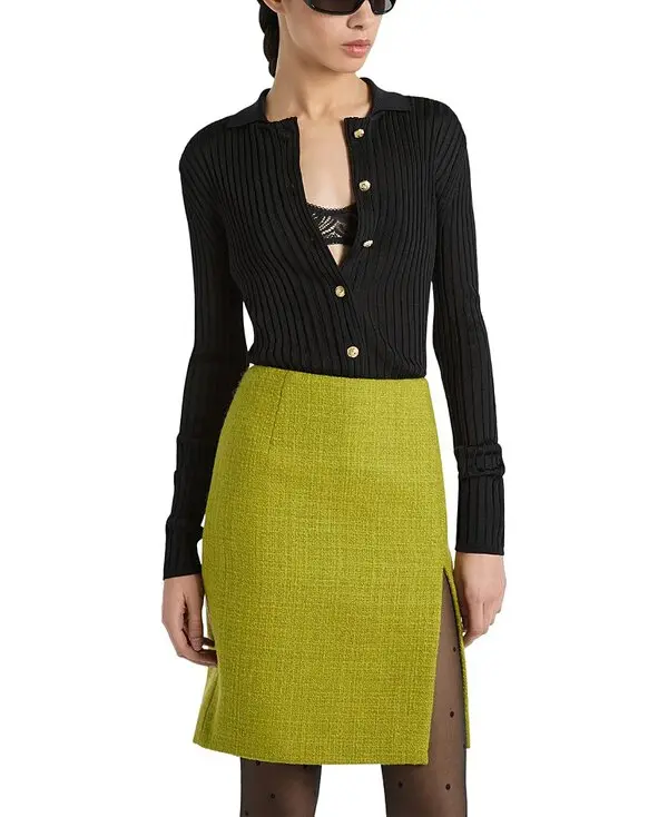 Balmain Buttoned Ribbed Knit Cardigan - Black