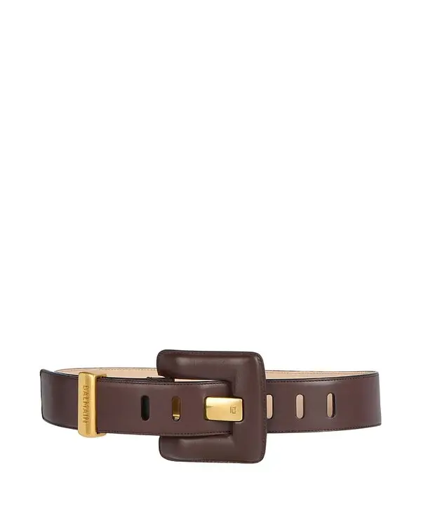 Balmain Anthem Large Smooth Leather Belt - Dark Brown