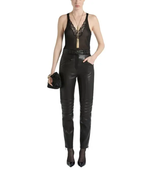 Balmain Knit Vest Top With Lace - Black