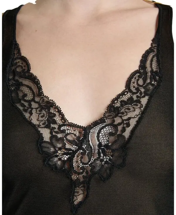 Balmain Knit Vest Top With Lace - Black