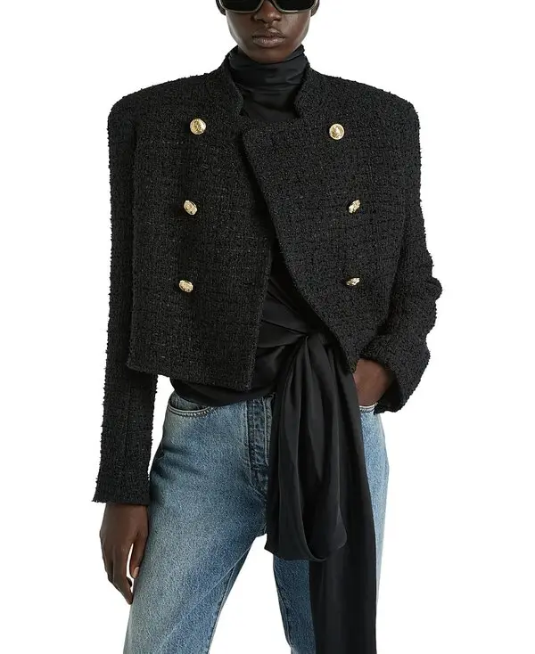 Balmain Tweed Officer Jacket - Black