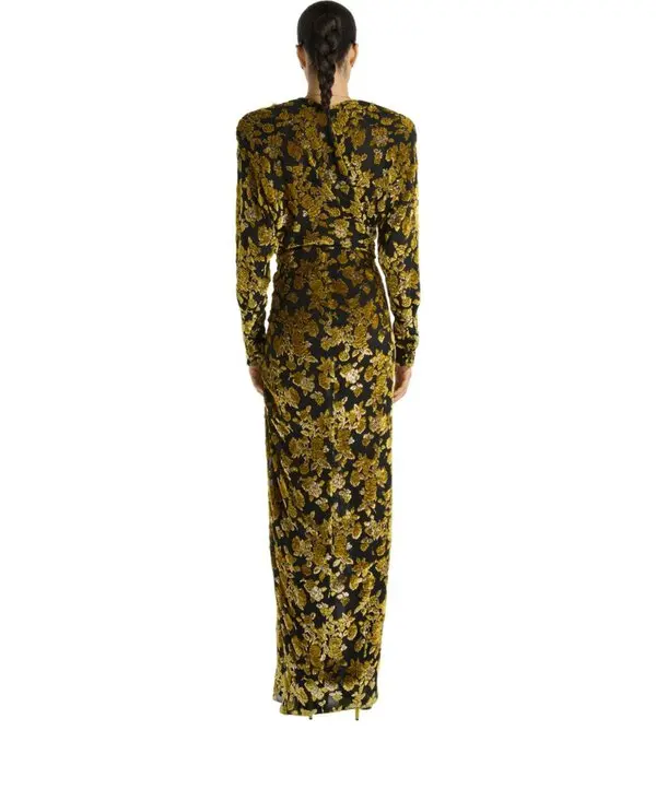Balmain Long Velvet Jacquard Dress