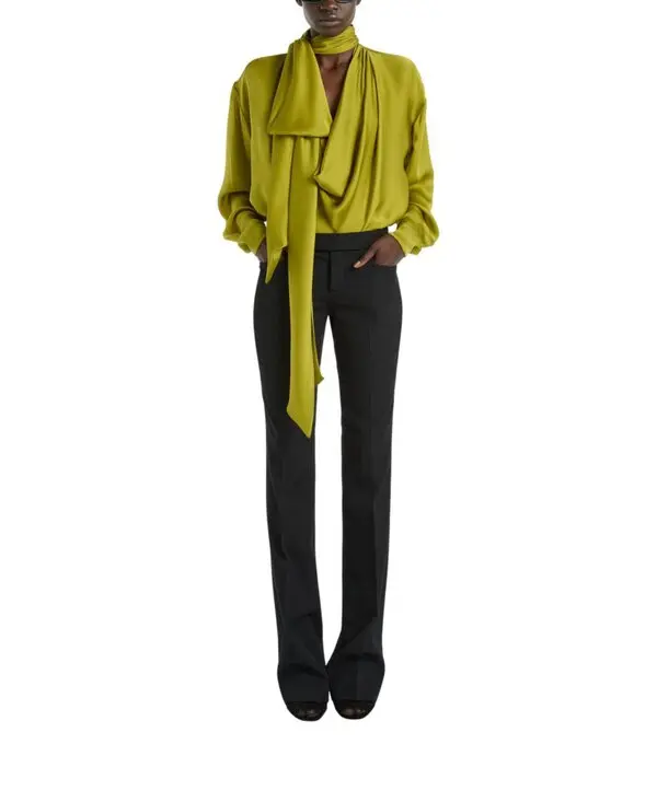 Balmain Draped Silk Chiffon Blouse
