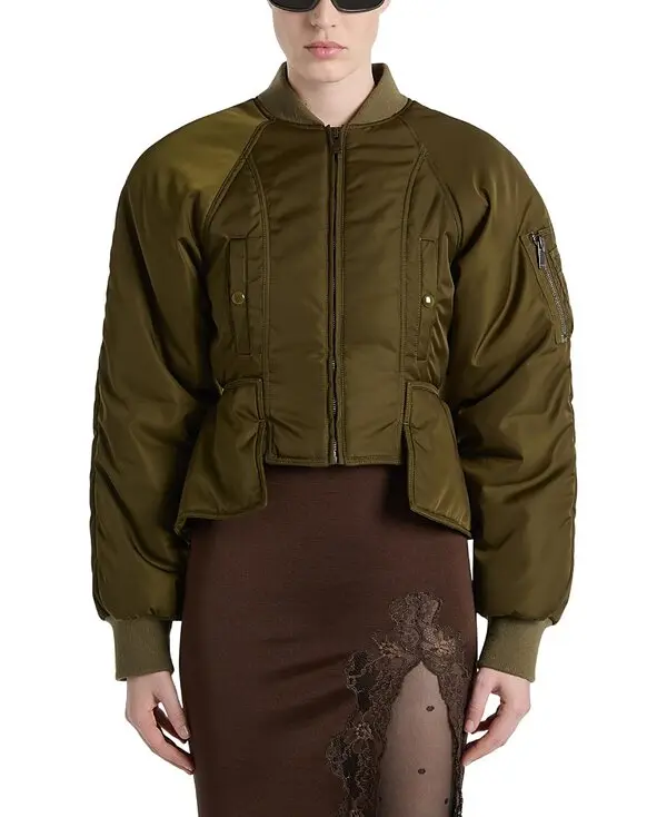 Balmain Nylon Peplum Jacket - Green