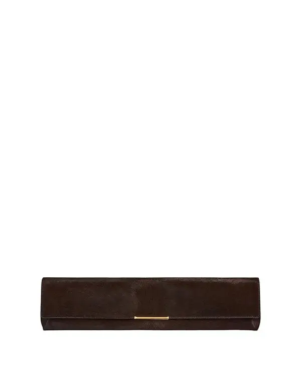 Balmain Long Clutch Bag In Pony-effect Leather - Dark Brown