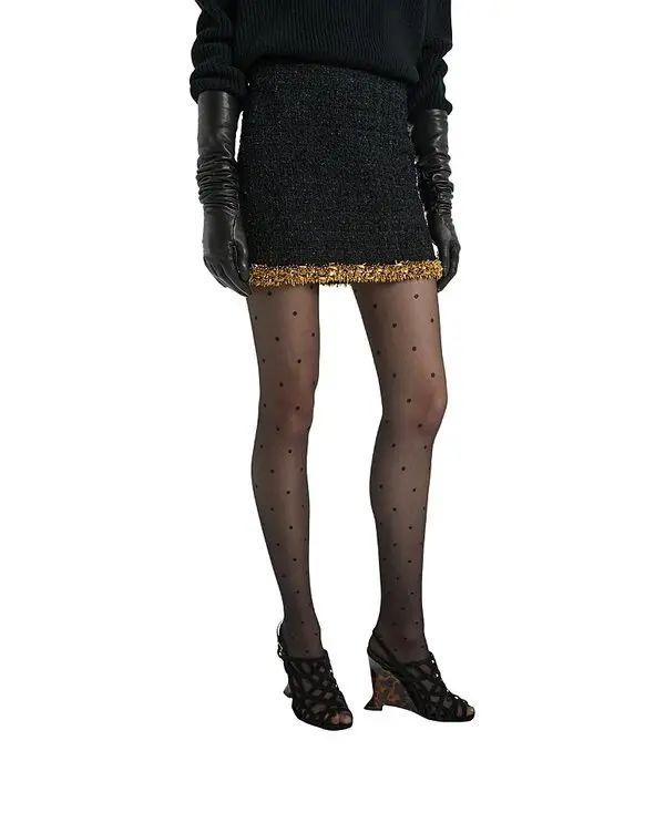 Balmain Short Tweed Skirt With Embroidered Trim