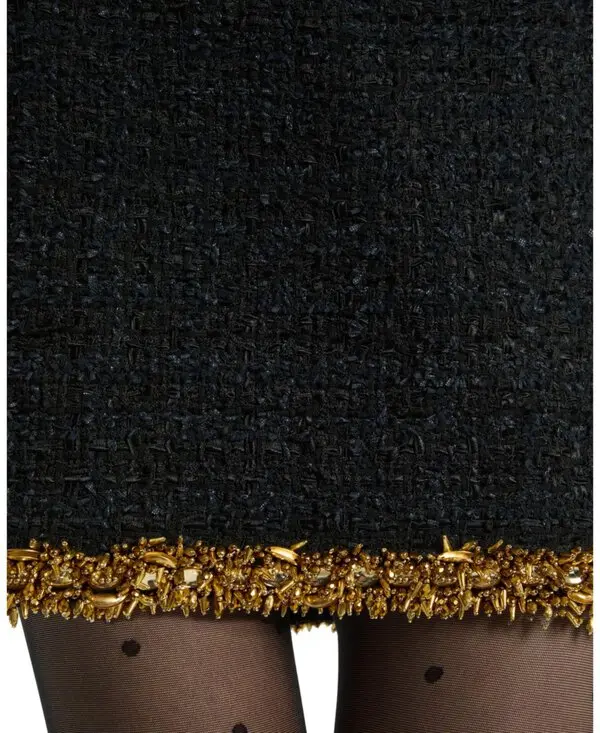 Balmain Short Tweed Skirt With Embroidered Trim
