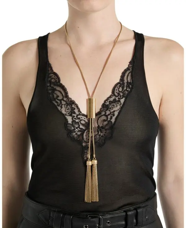 Balmain Long Brass Tassel Necklace