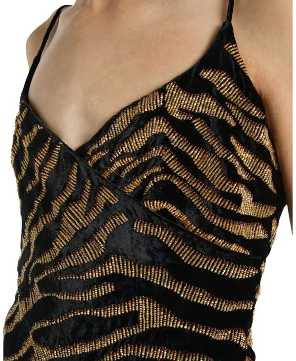 Balmain Tiger Print Velvet Mini Dress
