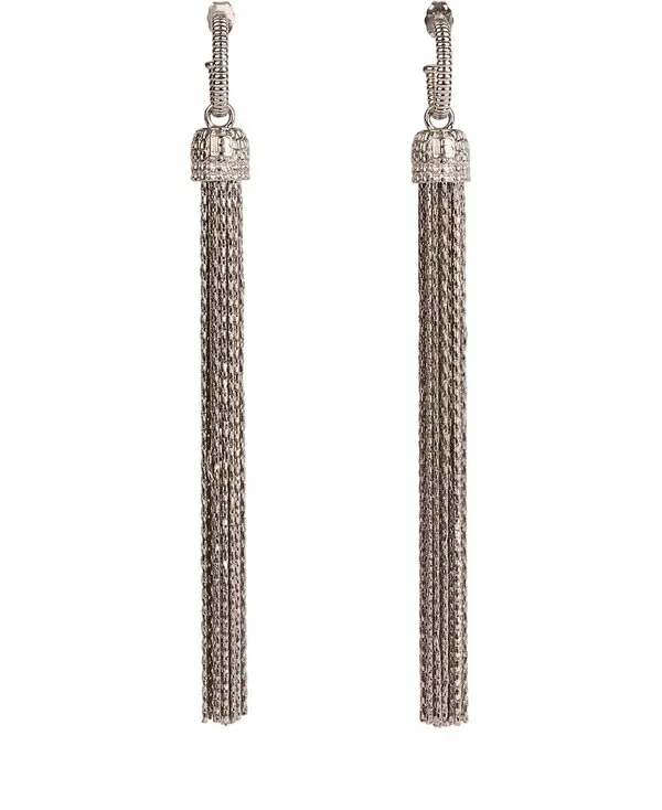 Balmain Brass Tassel Drop Earrings - Silver