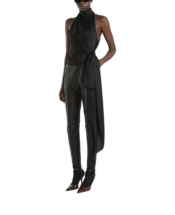 Balmain Open-back Silk Chiffon Top - Black