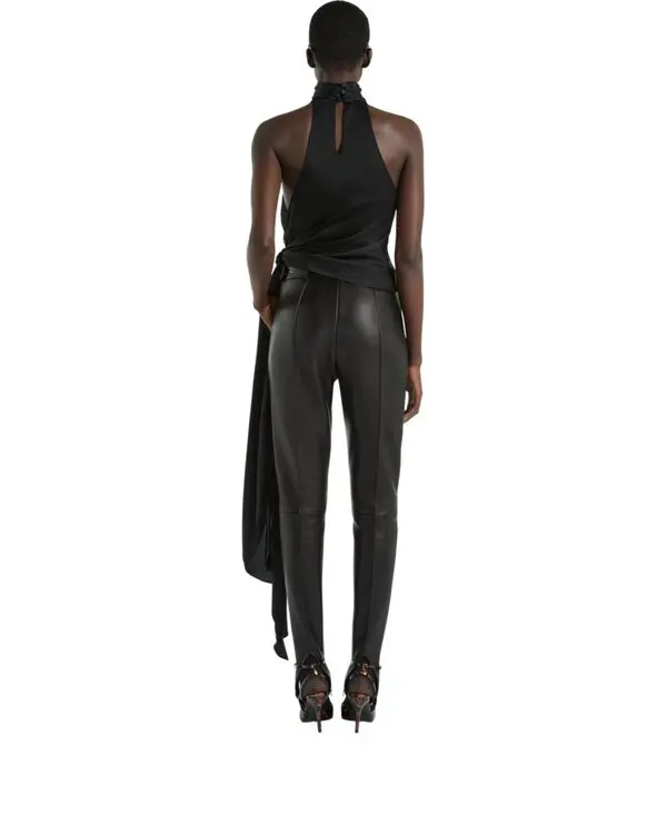 Balmain Open-back Silk Chiffon Top - Black