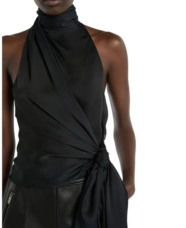 Balmain Open-back Silk Chiffon Top - Black