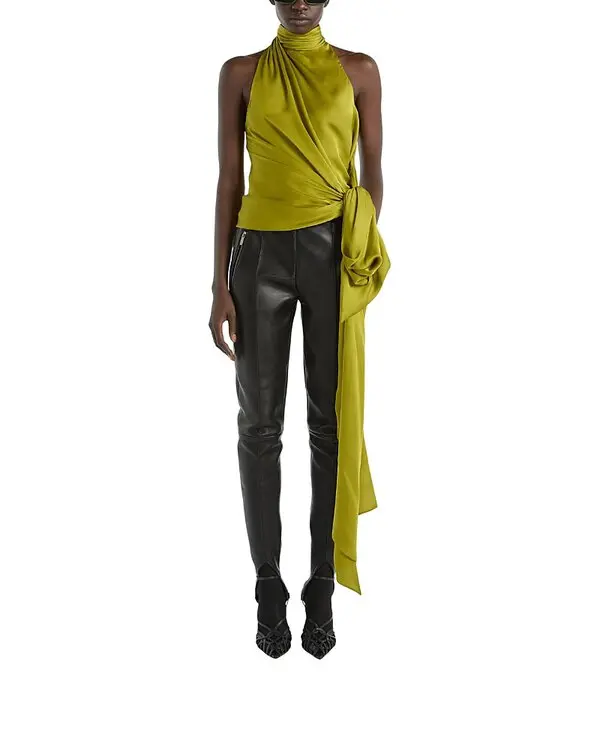 Balmain Open-back Silk Chiffon Top - Green