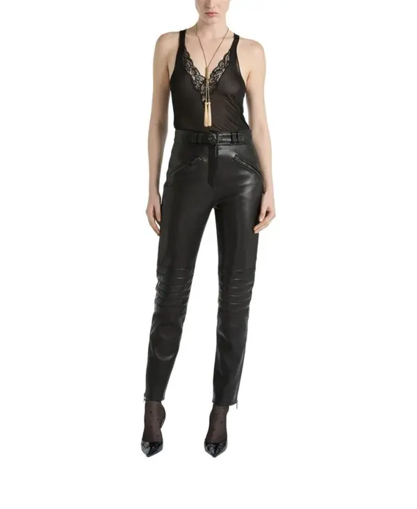 Balmain Lambskin Biker Trousers