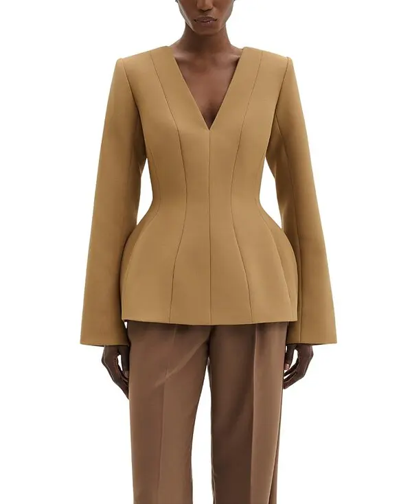 MALINA Ninni Cut-out Shoulder Hourglass Top - Camel