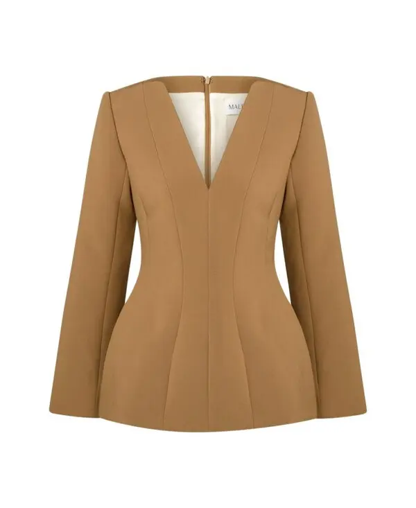 MALINA Ninni Cut-out Shoulder Hourglass Top - Camel