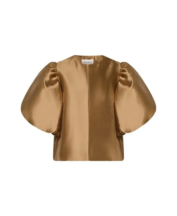 MALINA Cleo Puff Sleeve Satin Blouse