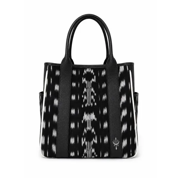 BELLA SOUL Black / White Textile Tote Belize - Black/white
