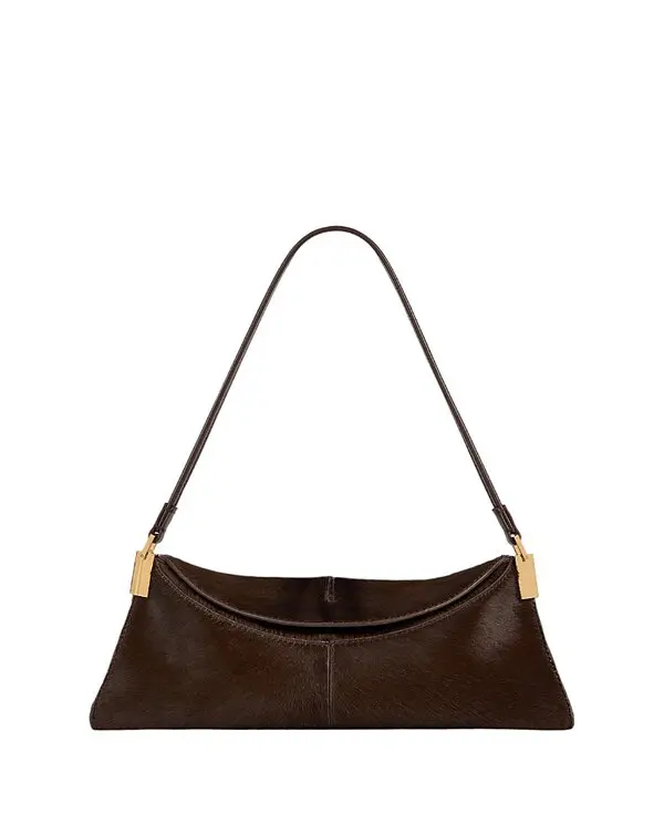 Balmain 64-83 Small Bag In Pony-effect Leather - Dark Brown