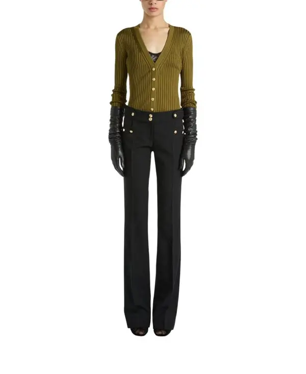 Balmain Buttoned Ribbed Knit Cardigan