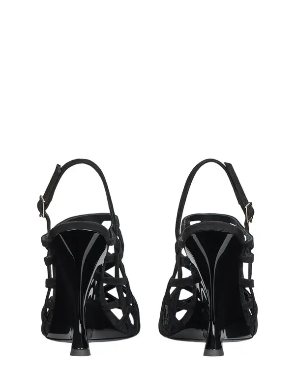 Balmain Wedge Cage Sandals In Suede