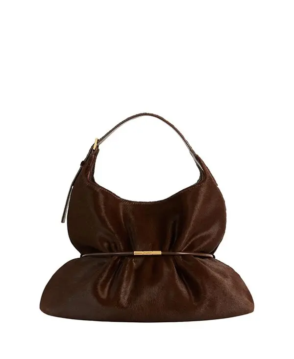 Balmain Sphynx Medium Bag In Pony-effect Leather - Dark Brown