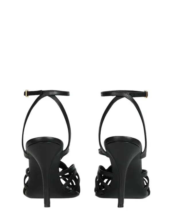 Balmain Smooth Leather Cage Sandals