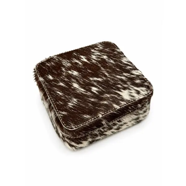 BELLA SOUL White / Brown Large Cowhide Jewelry Box
