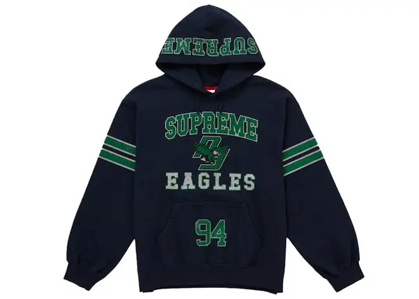 Supreme Rhinestone Eagle Hooded Sweatshirt - Navy Blue