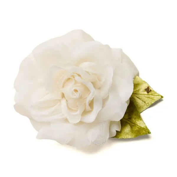 HELENA SIMON Rose Floral Brooch - White